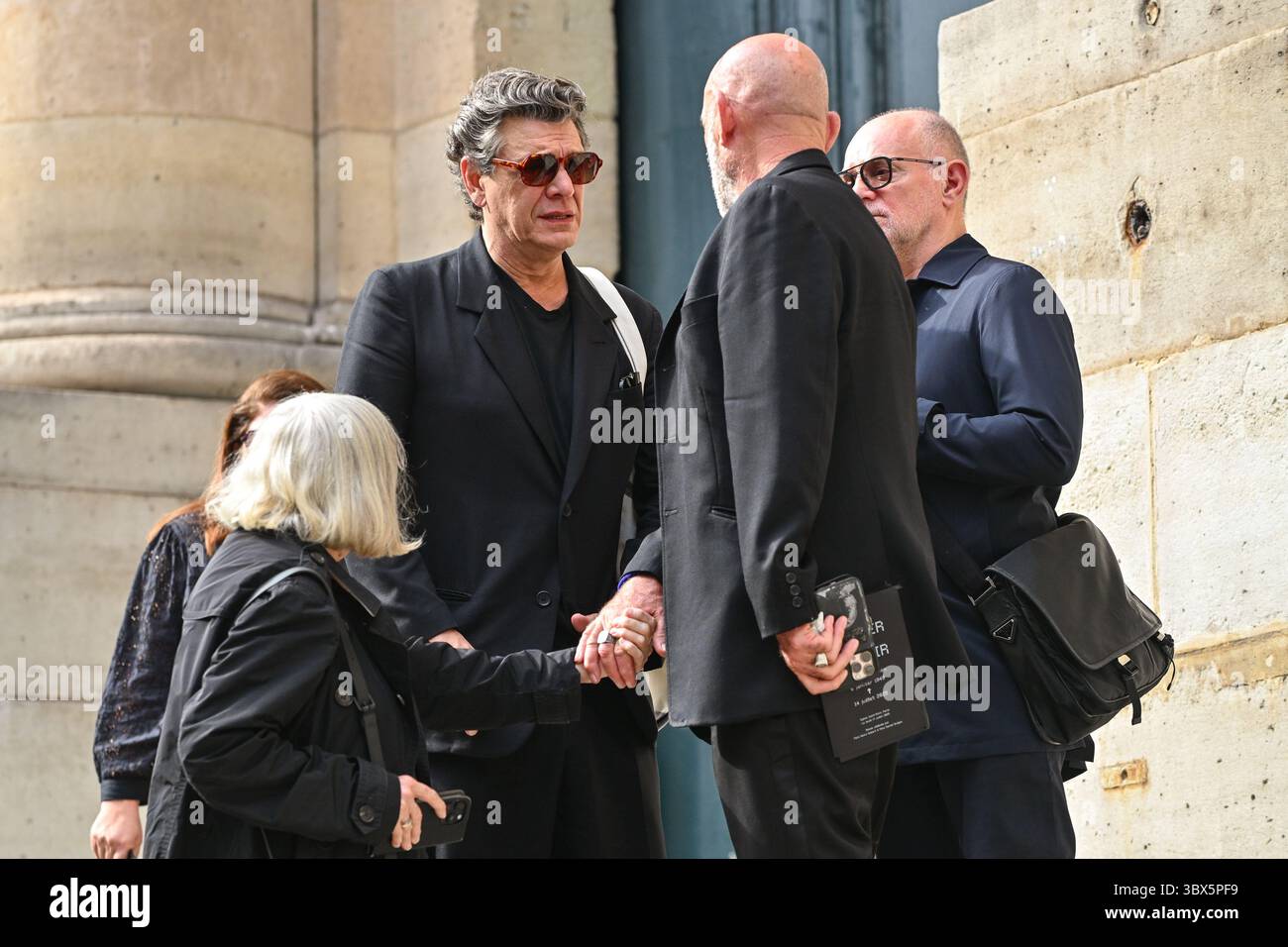 Marie-France Briere, Marc Lavoine and Philippe Corti attend the funeral ...