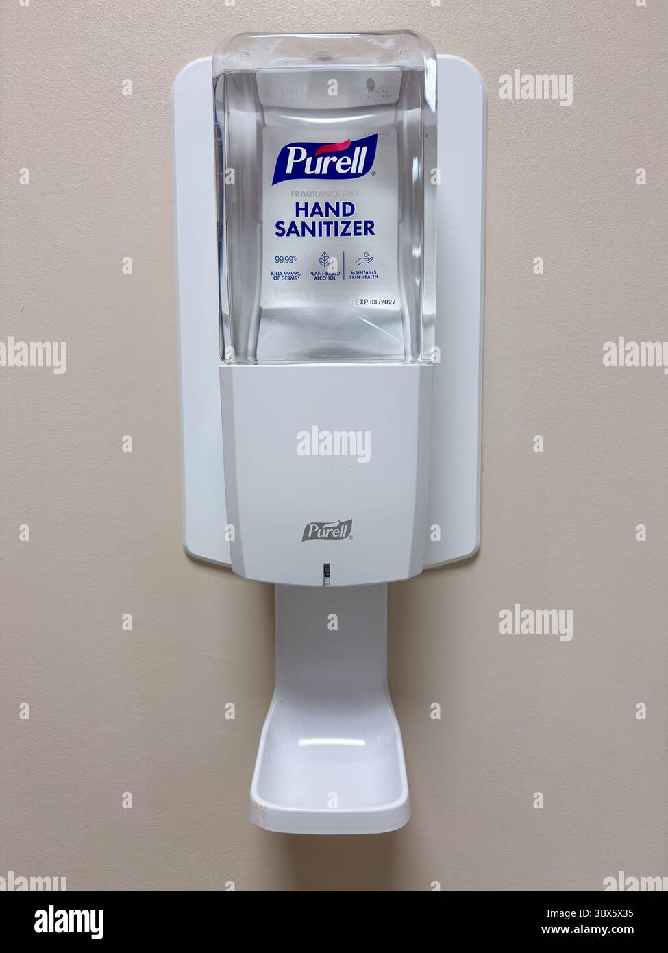 Wall-Mounted Purell Hand Sanitizer Dispenser Isolated Stock Photo - Alamy