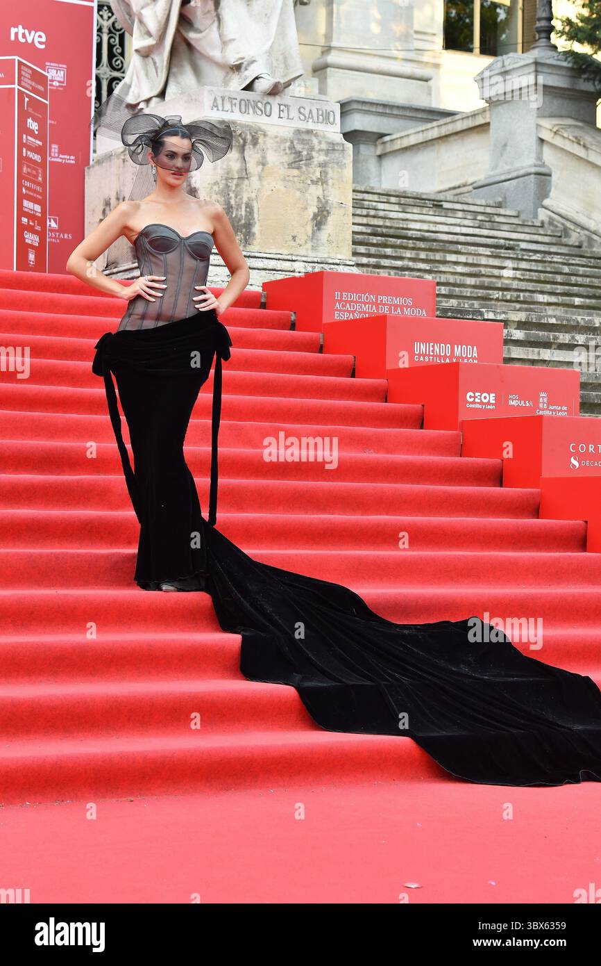 Marta lozano poses on the red carpet at the the Spanish Fashion Awards ...