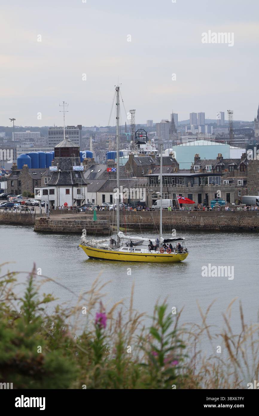 Port of Aberdeen, Scotland 17th July 2025. James Cook Tall Ship Enters ...