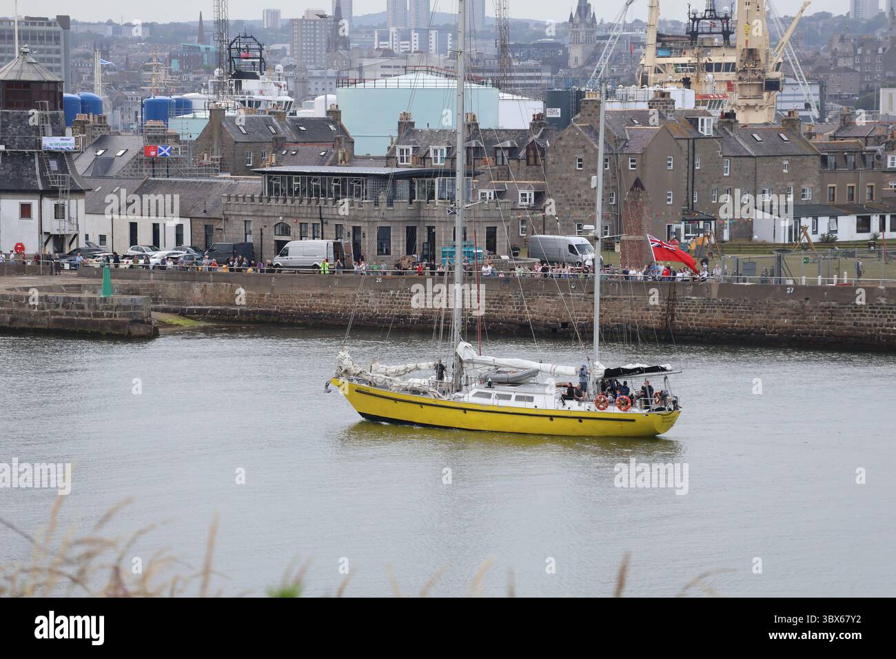 Port of Aberdeen, Scotland 17th July 2025. James Cook Tall Ship Enters ...