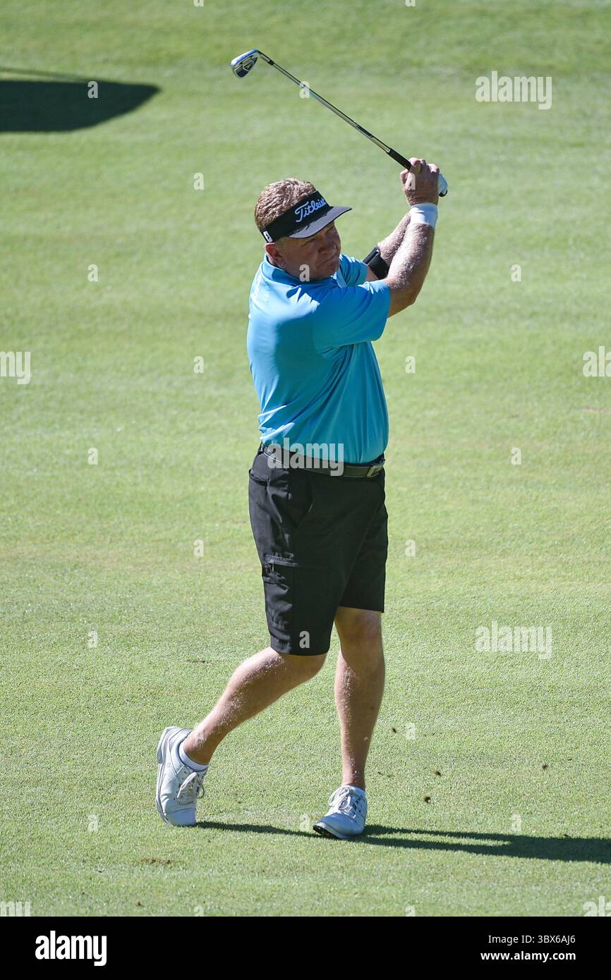 September 9, 2021: Paul Broadhurst from England hits a shot on the 17th ...