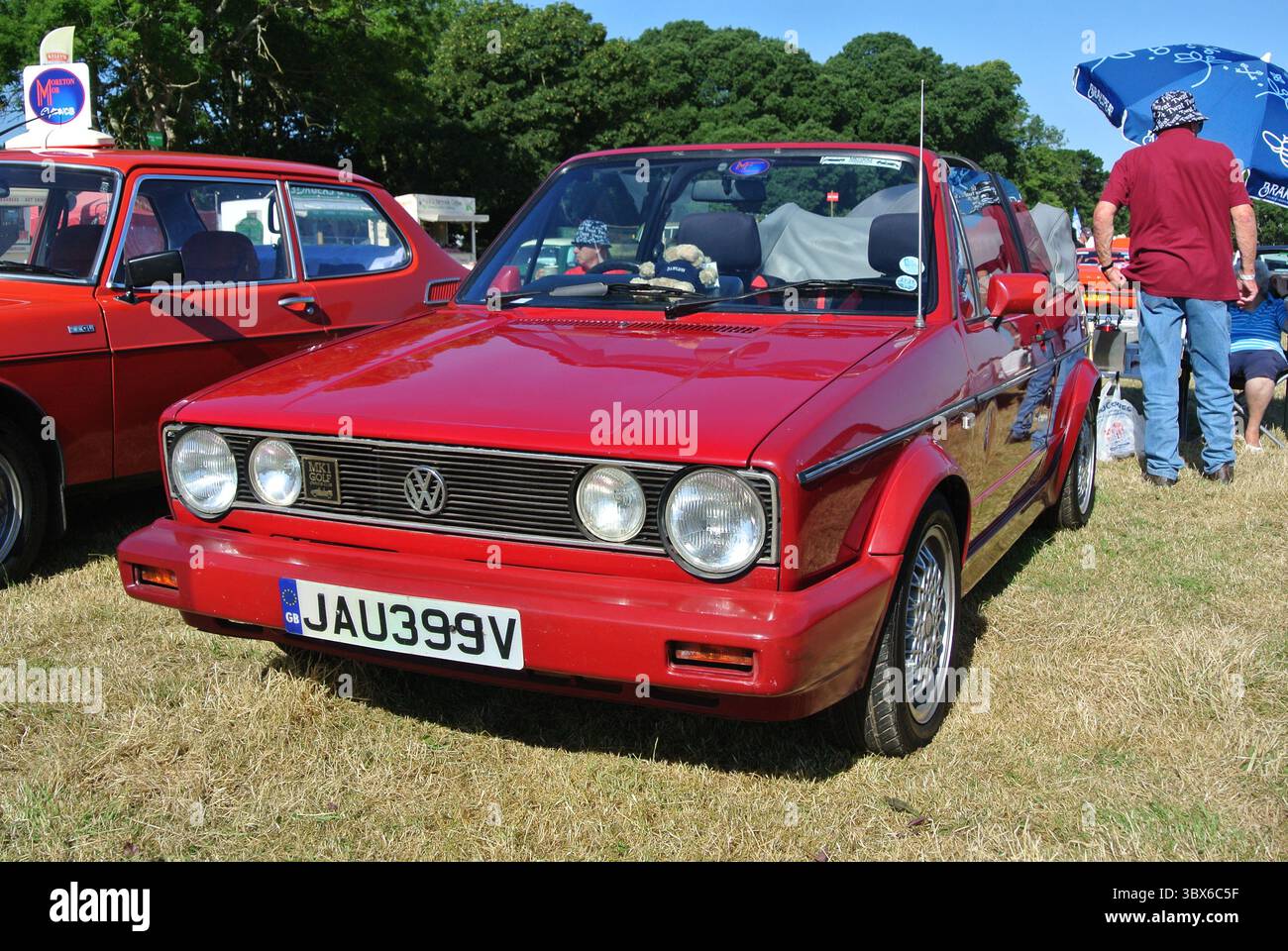 A 1979 Volkswagen Golf Convertible parked on display at the 50th ...