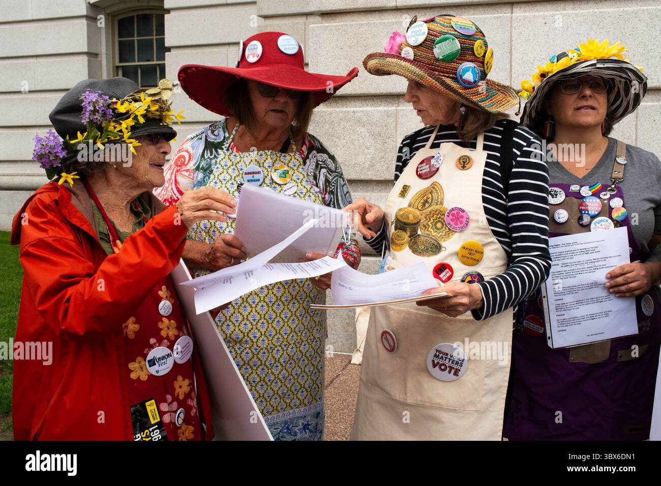 July 17, 2025, Madison, Wi, USA: Members of the Raging Grannies, a ...