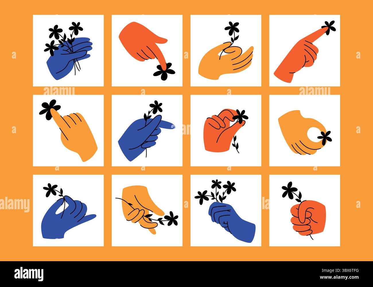 Hand holding bouquet flowers Stock Vector Images - Alamy