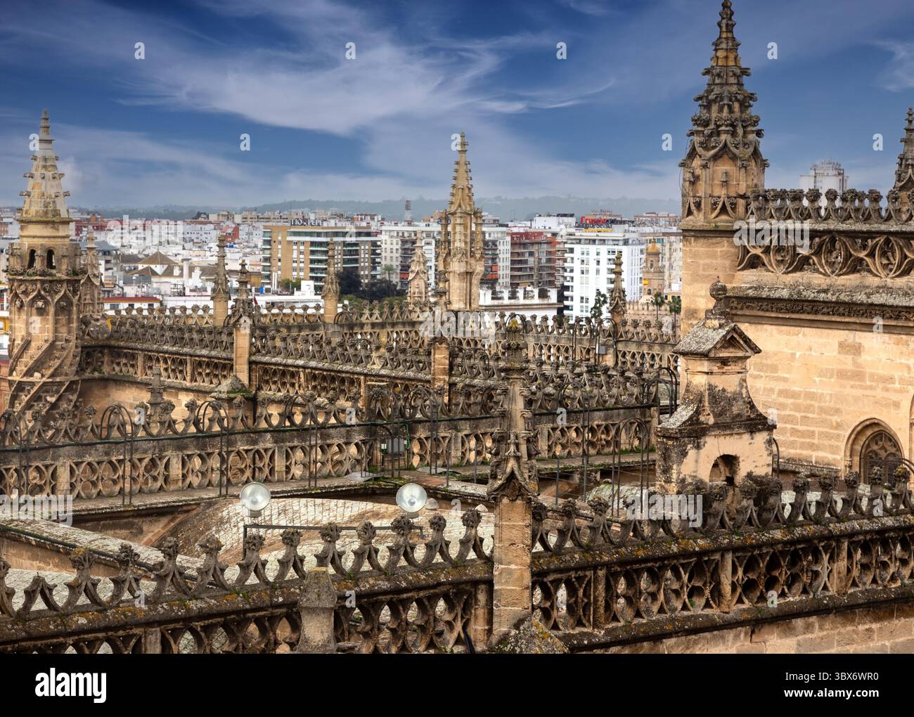 World Famous Seville Cathedral Rooftop Aerial View from La Giralda Bell ...