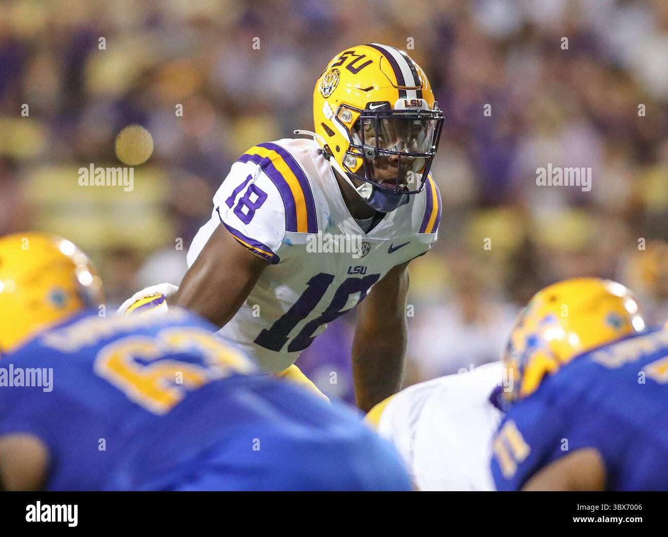 September 11, 2021: LSU linebacker Damone Clark (18) watches his reads ...