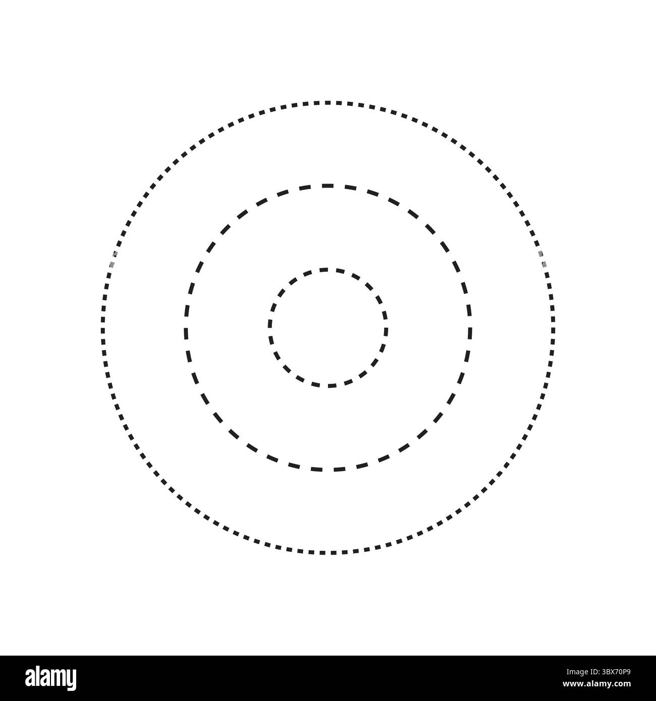 Dotted circle target. Triple ring outline. Bullseye radar icon. Vector ...