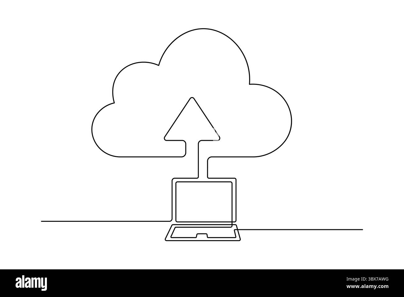 Cloud Computing Continuous Line Art Laptop and Cloud Connection Vector Illustration Stock Vector ...