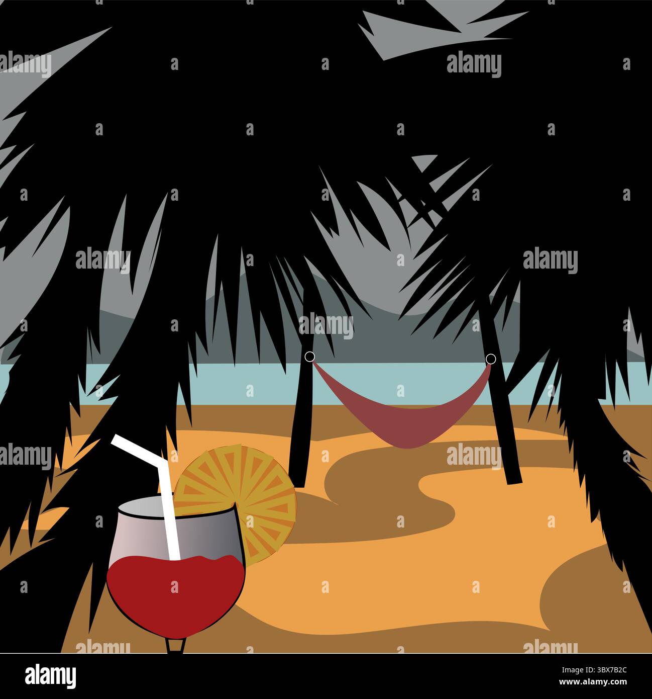 Swing on palm paradise Stock Vector Images - Alamy