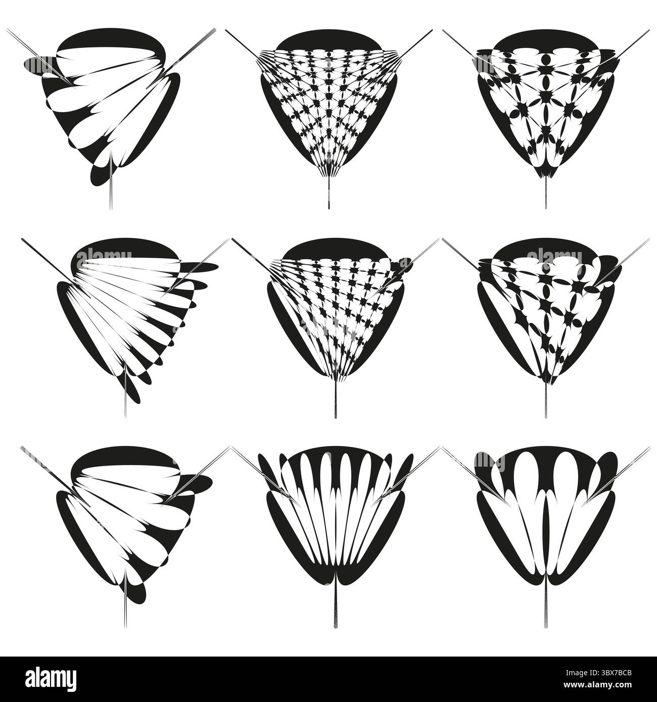 Abstract triangle elements. Feathered line pattern. Organic shape ...