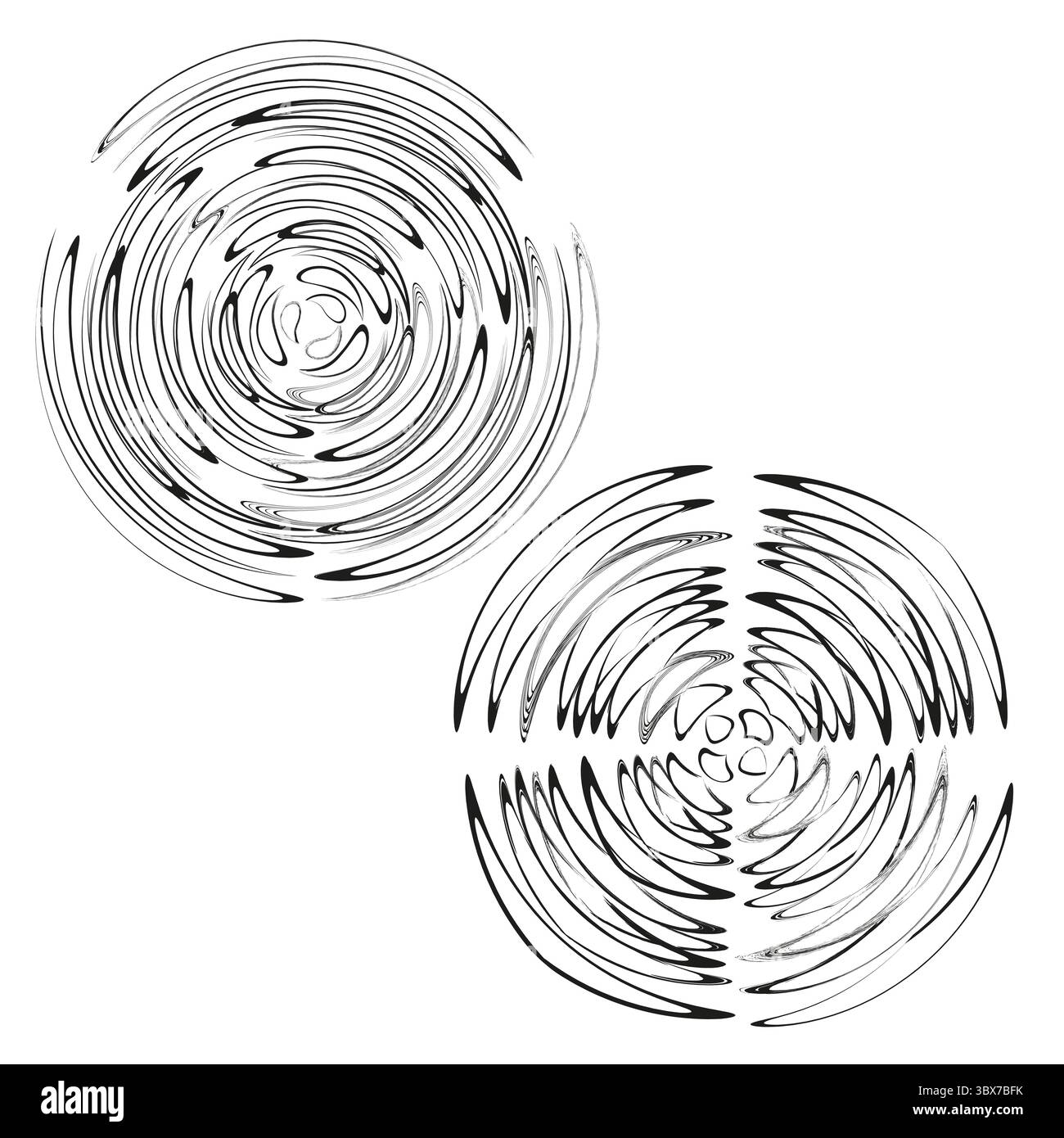 Spiral shapes Vector. Swirling circle patterns. Concentric motion design. Black white ...