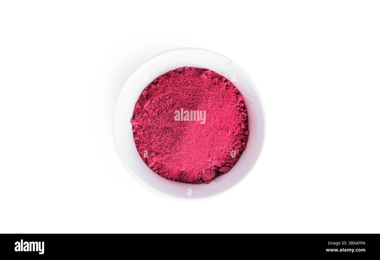 Red matcha powdered tea isolated on white background Stock Photo - Alamy