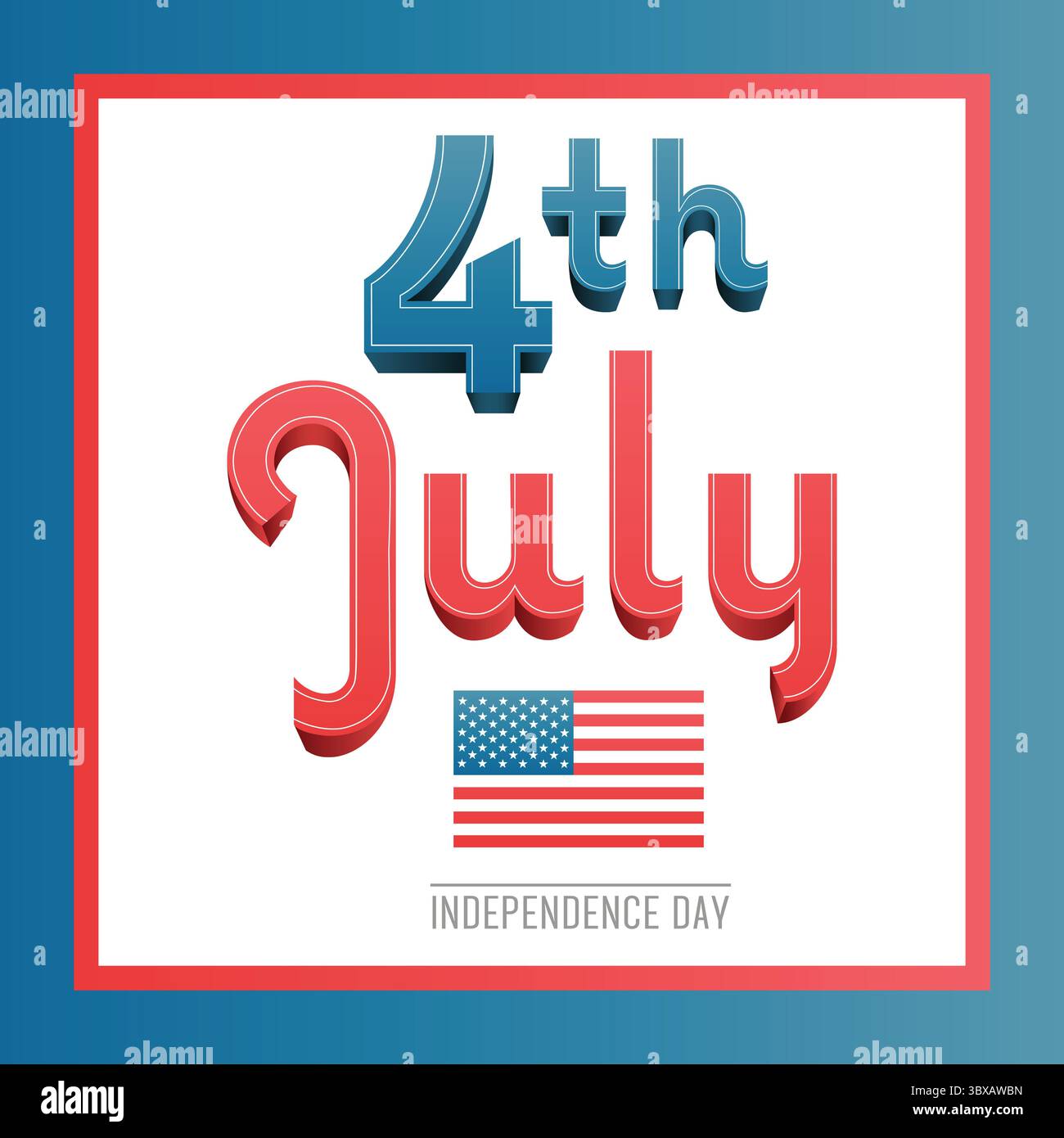 Picture frame with 4th July text and American flag Stock Photo - Alamy