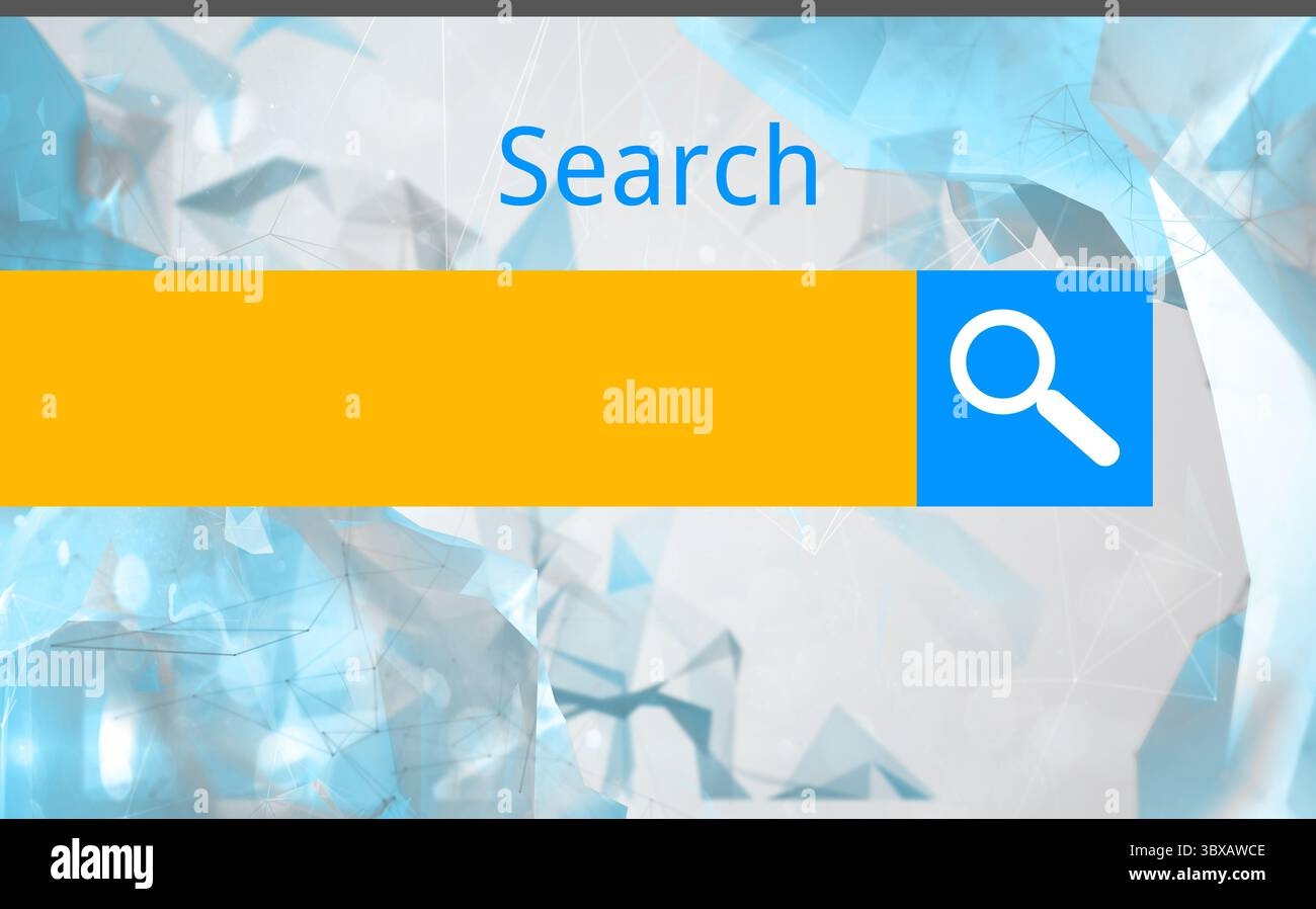 Digital search interface is showing yellow search field and blue button ...