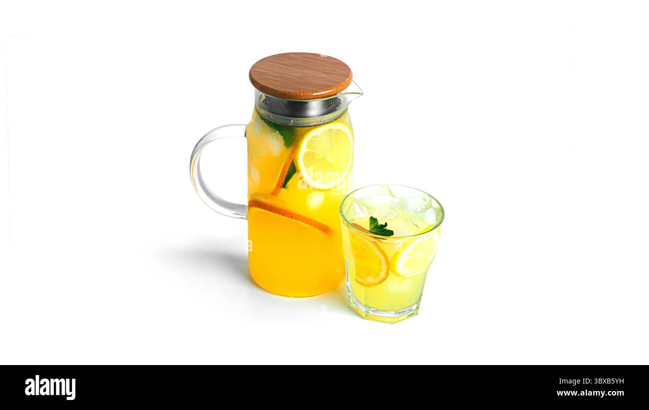 Citrus lemonade isolated on a white background Stock Photo - Alamy