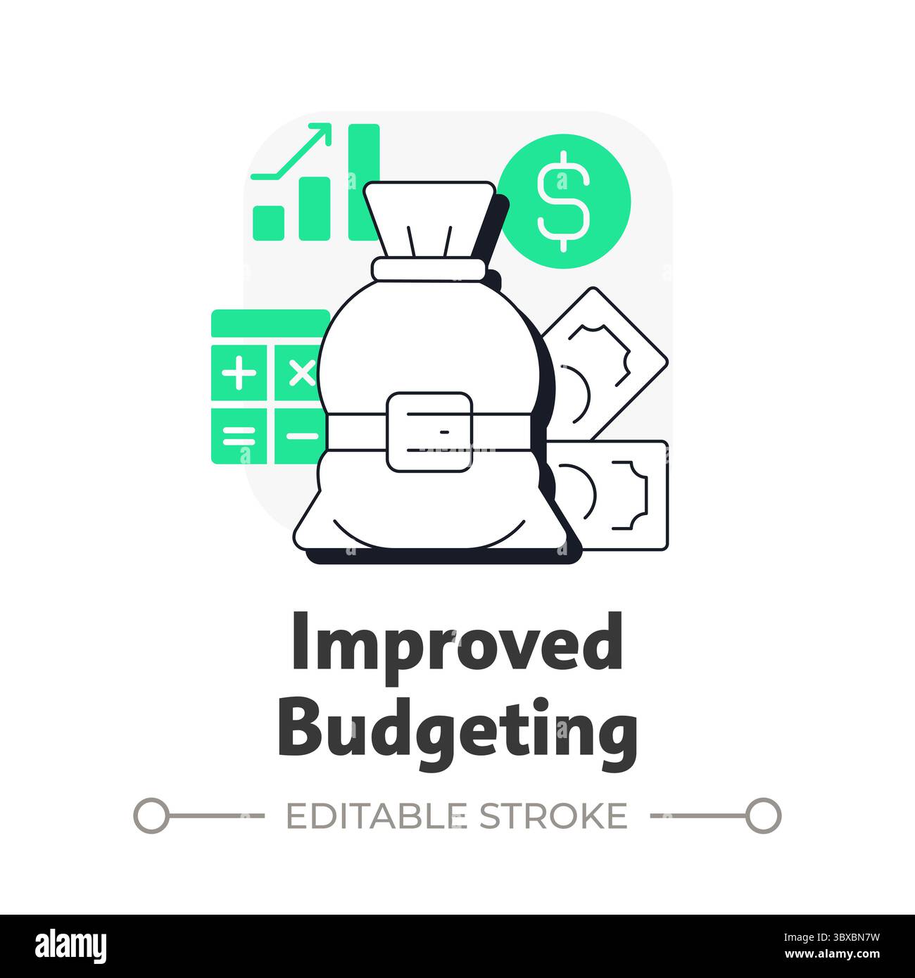 Improved budgeting flat outline concept icon Stock Vector Image & Art ...