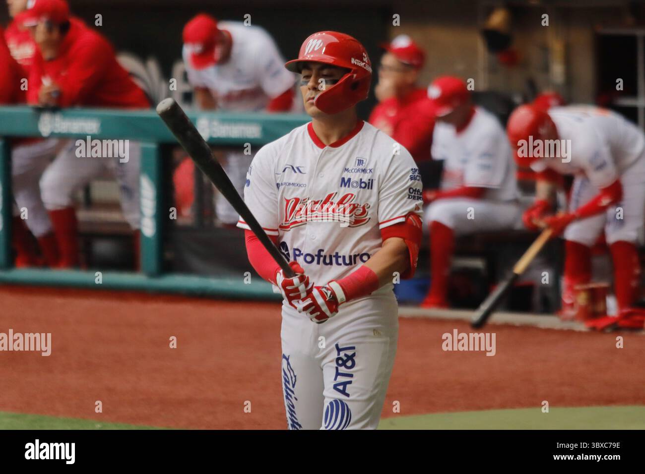 Moisés Gutierrez #61 of Diablos Rojos del Mexico stands in his batting ...