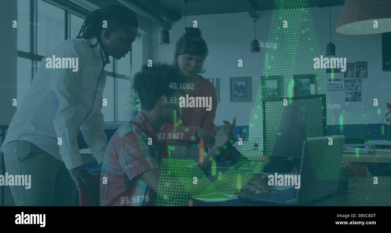 Team collaborating in office overlaying hi-res stock photography and ...