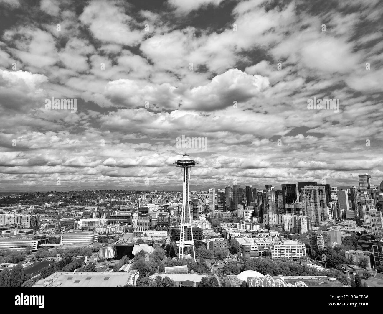 Aerial Seattle. Space Needle. Modern Seattle district, USA ...