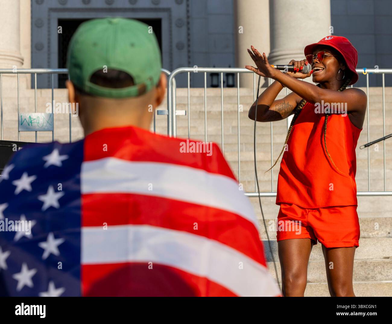 July 17, 2025, Los Angeles, California, USA: Rapper Tia P. performs ...