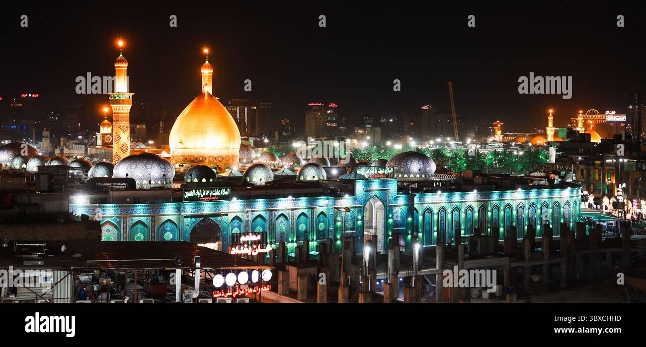 Karbala in Iraq comes alive at night with the glowing shrine, bustling ...
