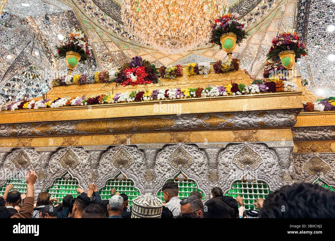 People gather at the tomb of Imam Hussein in Karbala, Iraq, expressing ...