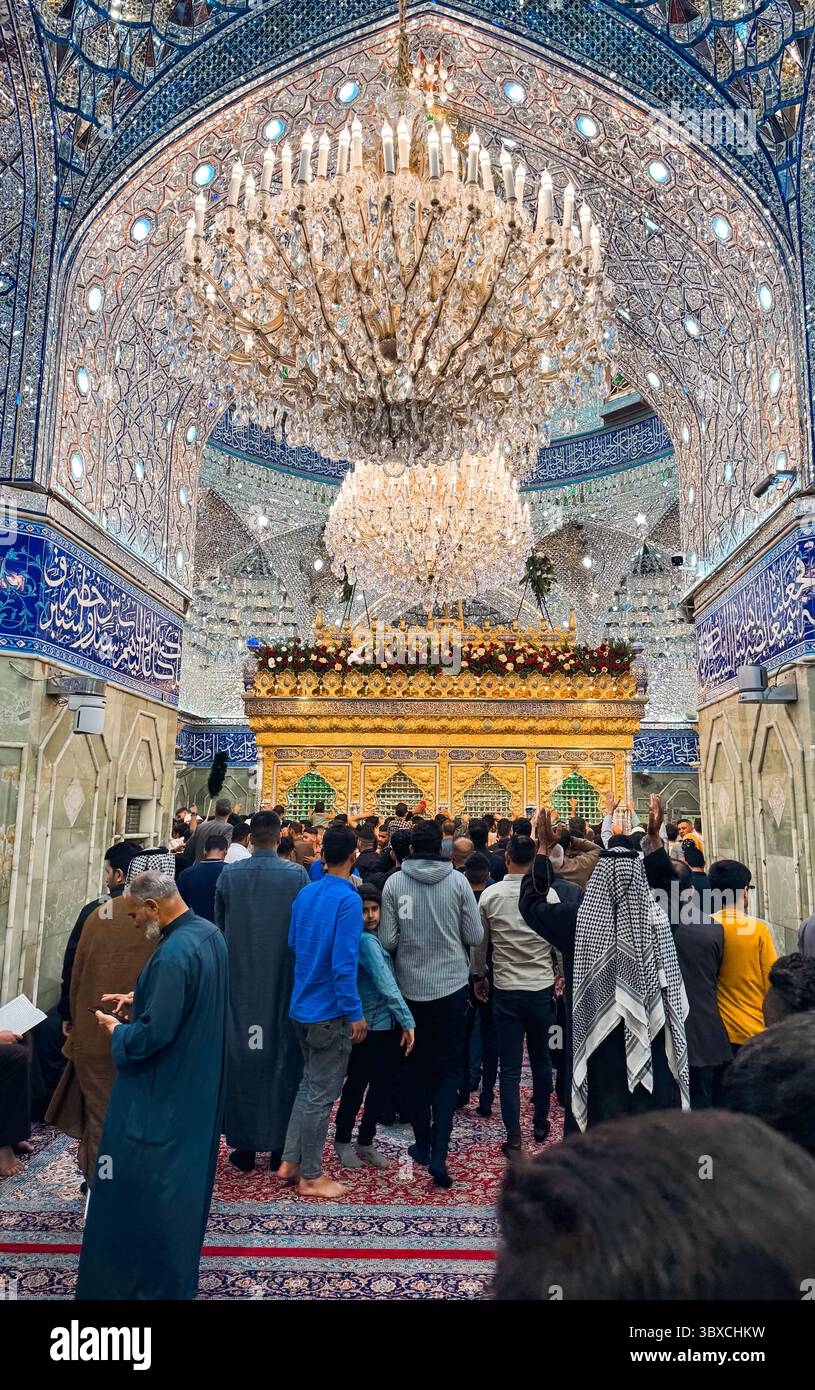 Crowds fill the beautiful shrine in Karbala, Iraq, as people ...
