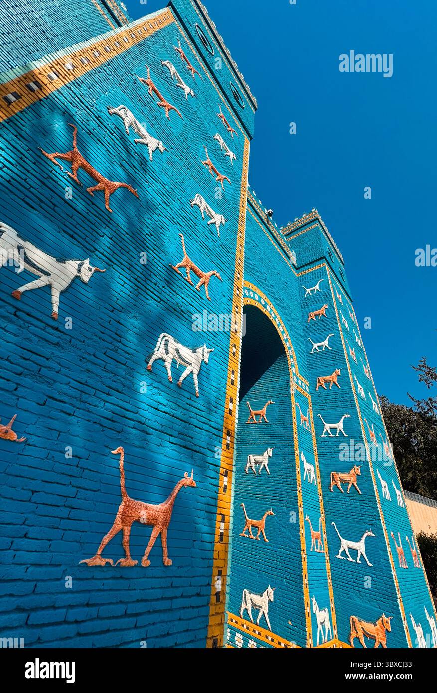 Babylon in Iraq showcases a striking blue wall adorned with artistic ...