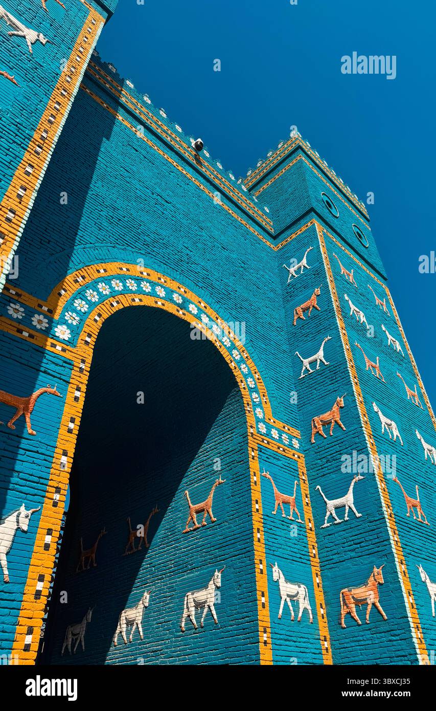 Visitors admire the stunning blue tiles and animal reliefs of the ...