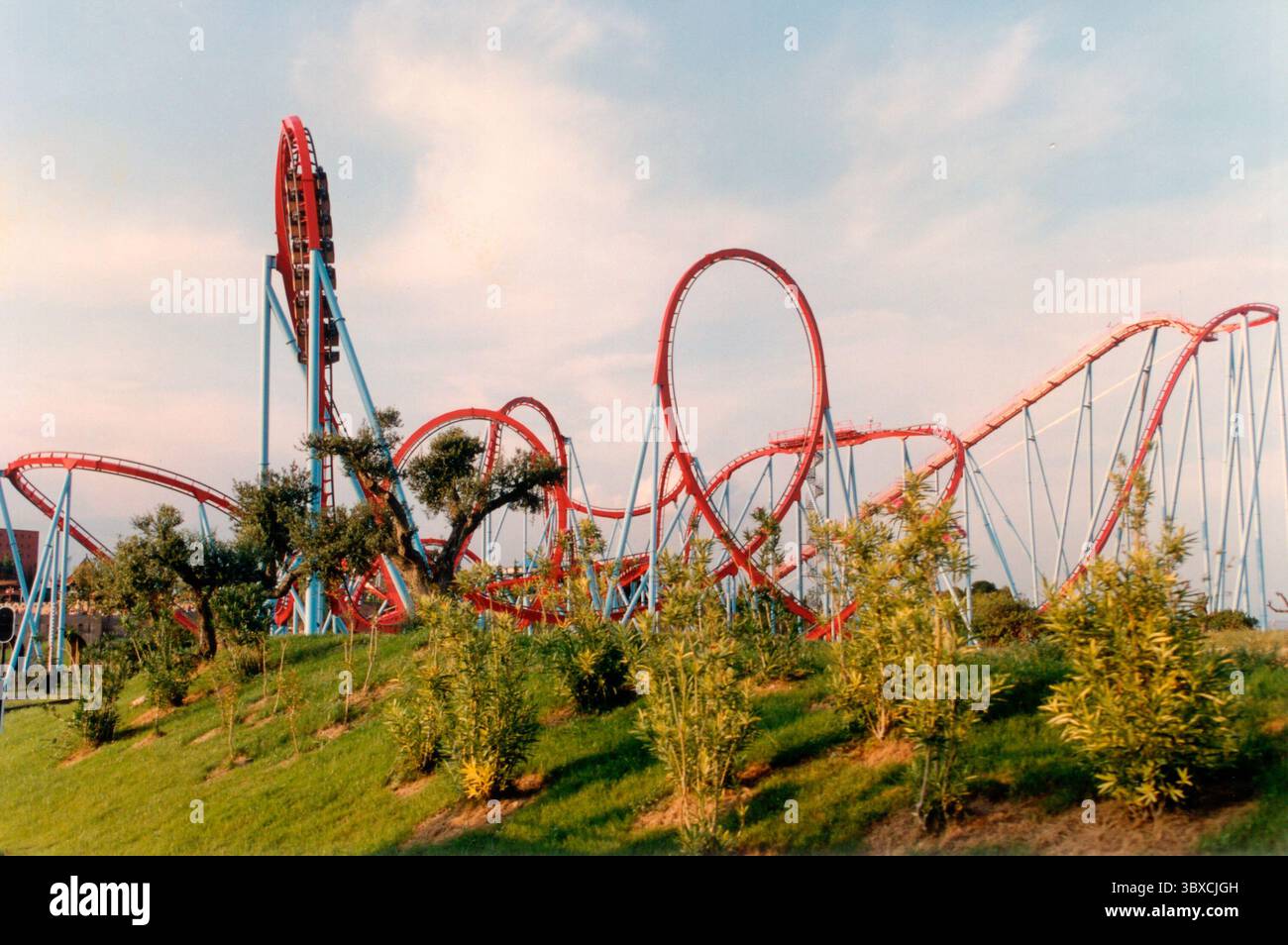 view of one of the most famous roller coasters in a Spanish amusement ...