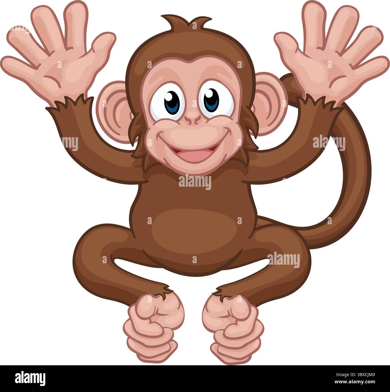 Monkey Cartoon Character Animal Mascot Waving Stock Vector Image & Art ...