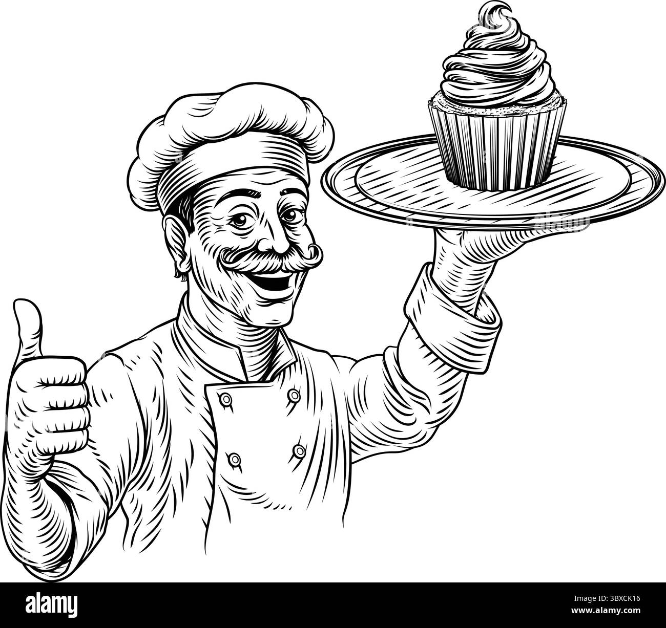 Pastry Chef Cupcake Cake Baker Bakery Illustration Stock Vector Image ...