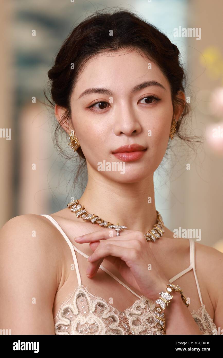 Chinese actress Zhong Chuxi attends an activity in Shenzhen City, south ...