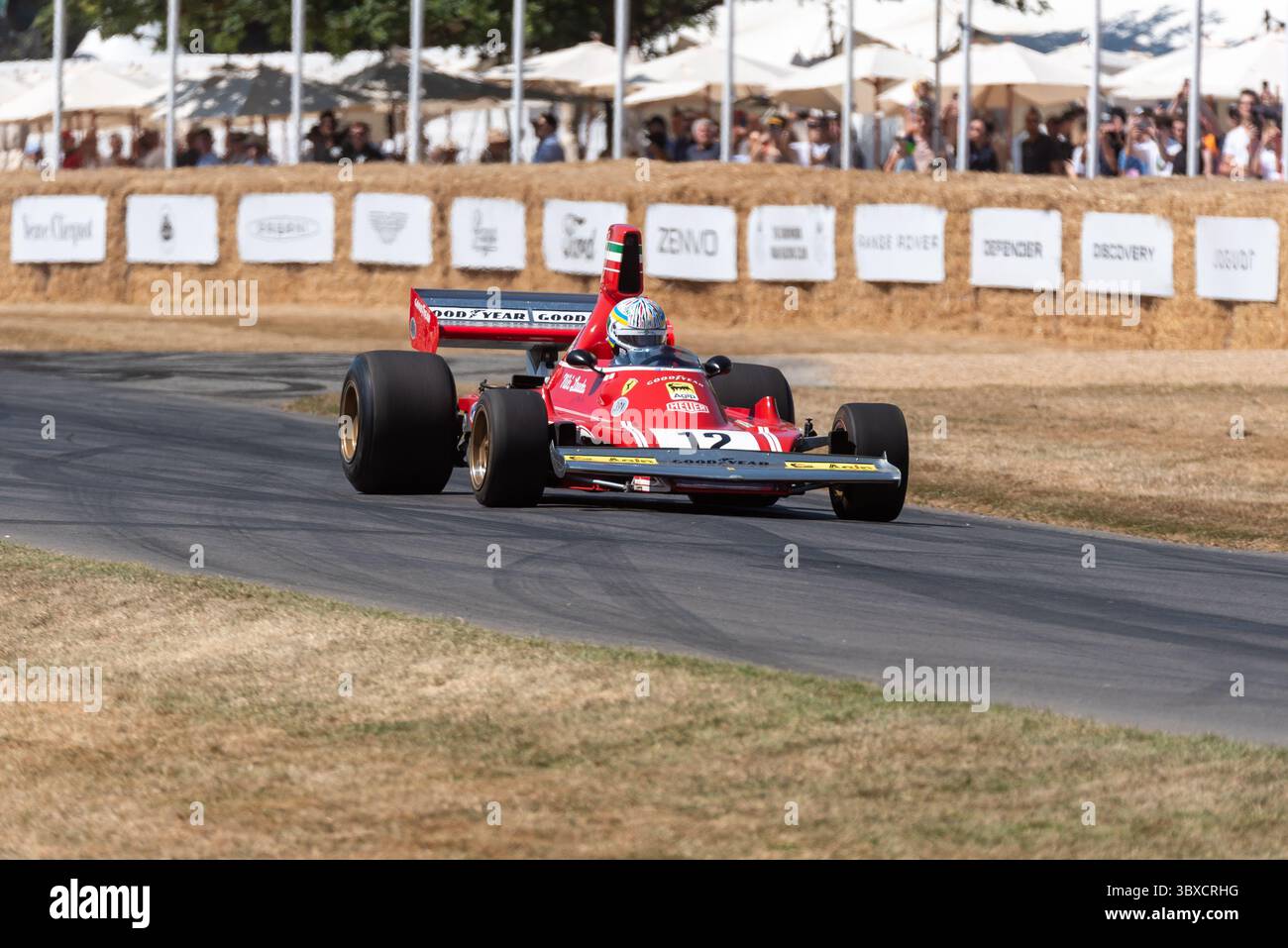 Ferrari 312 B3 Formula 1 racing car of Niki Lauda driving up the ...