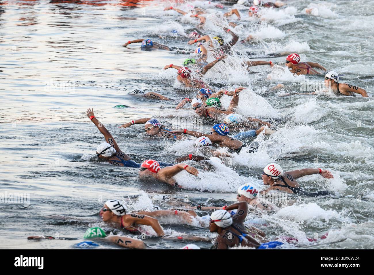 Athletes compete in the Open Water swimming Women's 5km Final of the ...