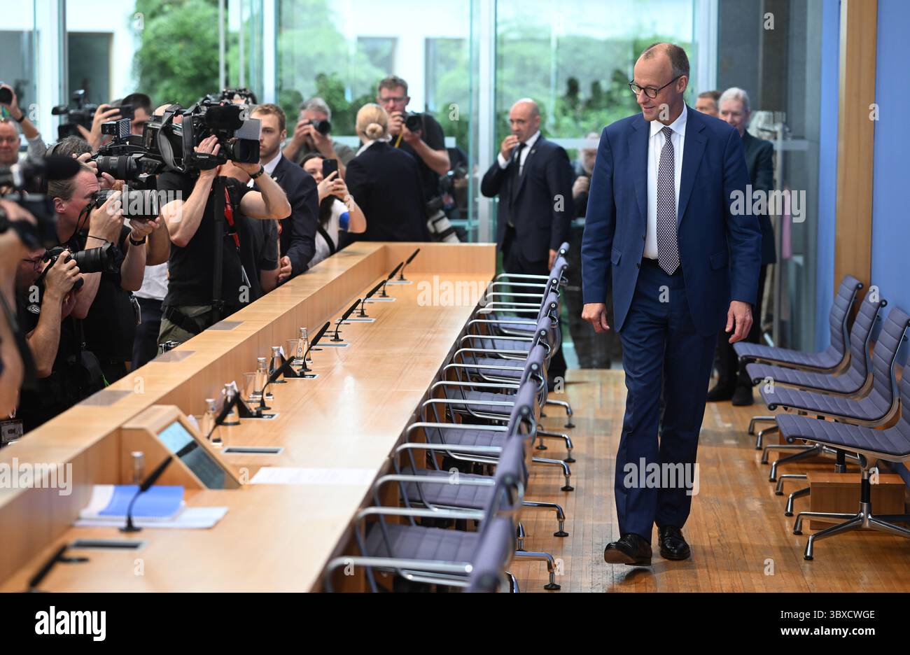 18 July 2025, Berlin: Federal Chancellor Friedrich Merz (CDU) arrives ...