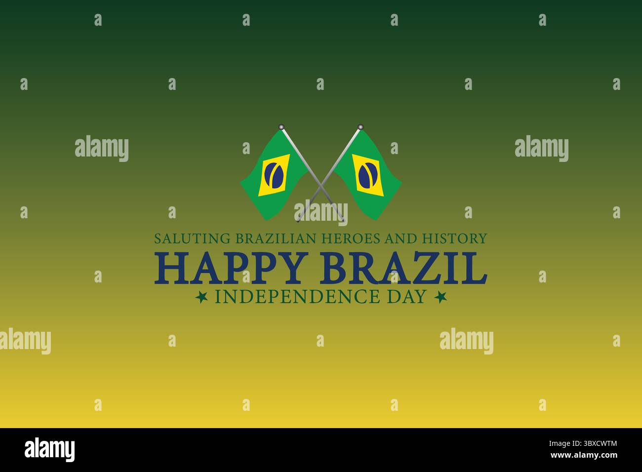 Happy Brazil 2025 Poster with Center Flag and Bright Green-Yellow ...