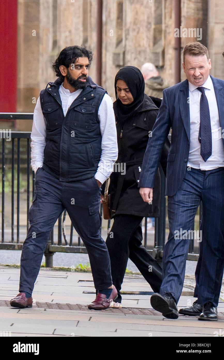 Attiya Sheikh (right) and her husband Omer Sheikh arrive at Paisley ...