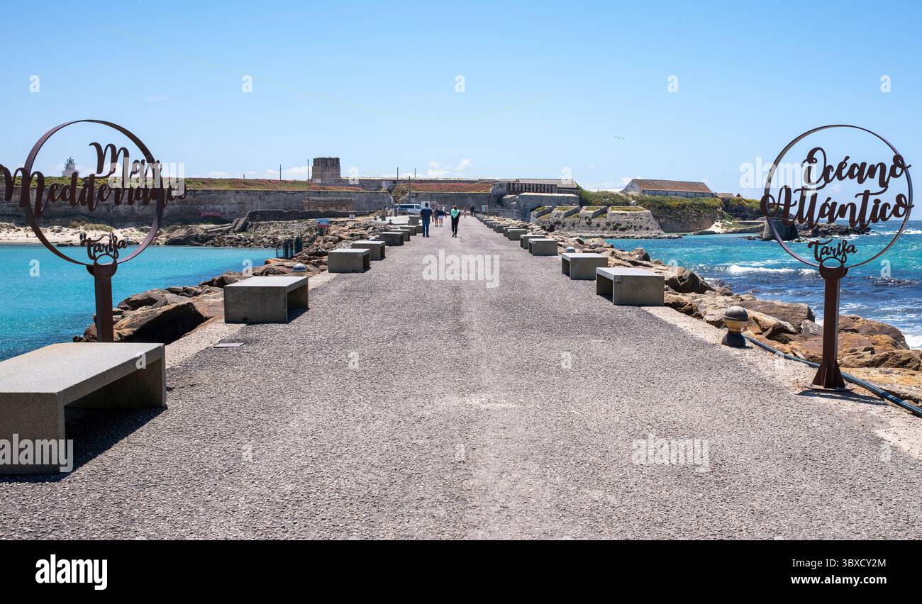 Tarifa, Spain; 11 May 2025: Where two seas meet, the Mediterranean and ...