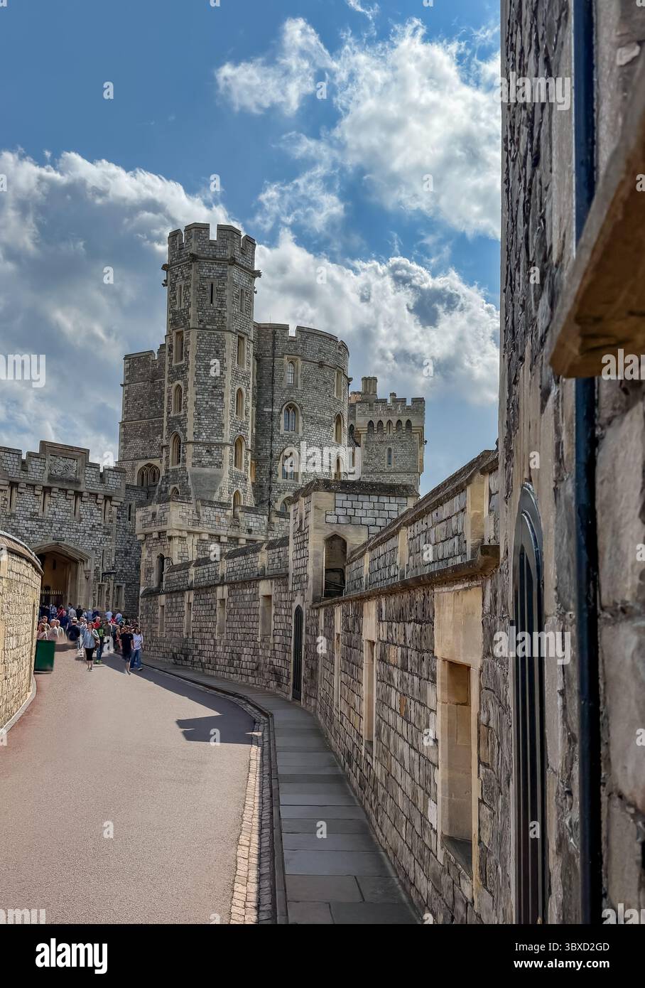 Exterior view of towers and wall of Windsor Castle in England Stock ...