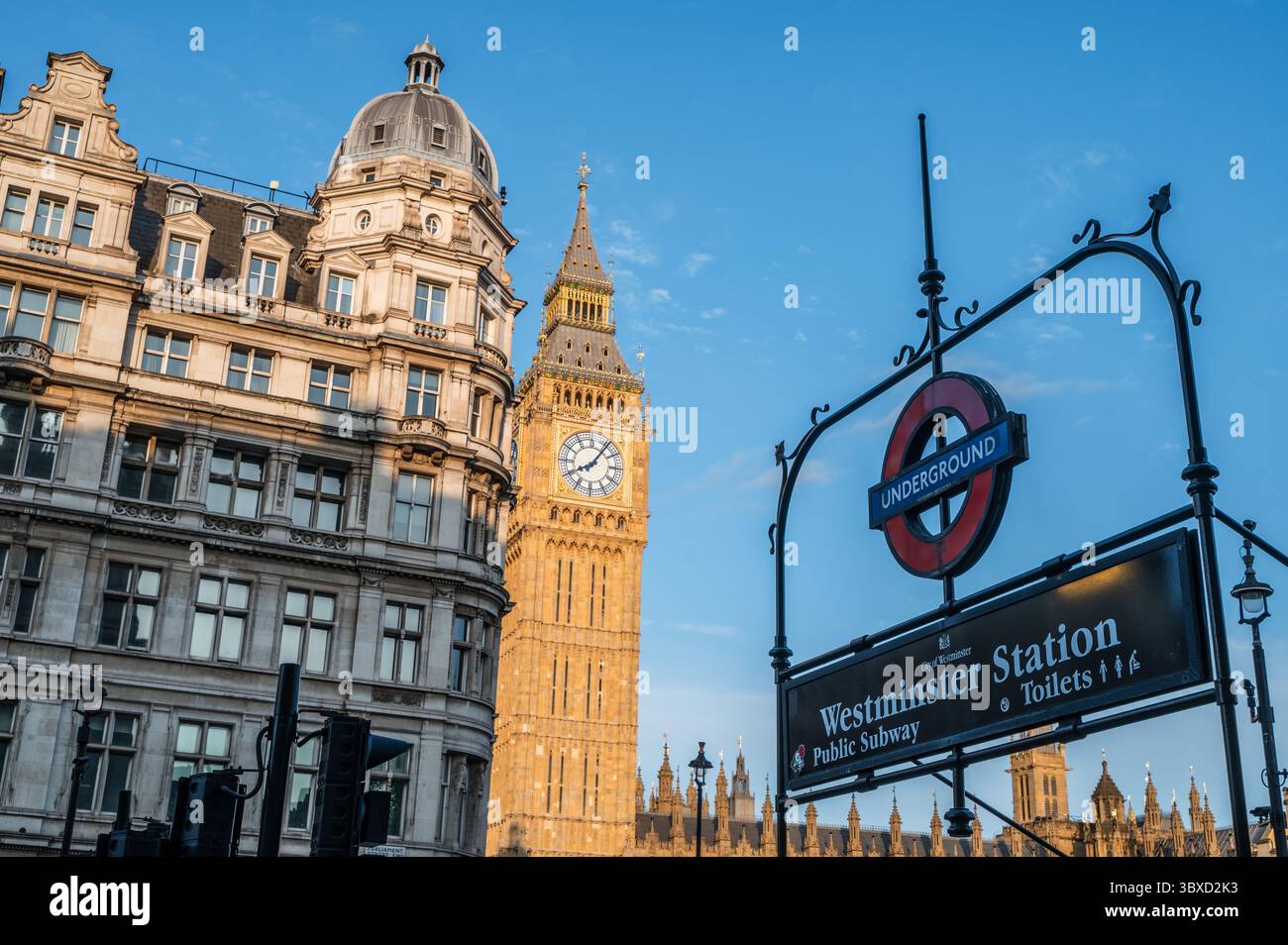Sign for underground station near Big Ben in London, UK Stock Photo - Alamy