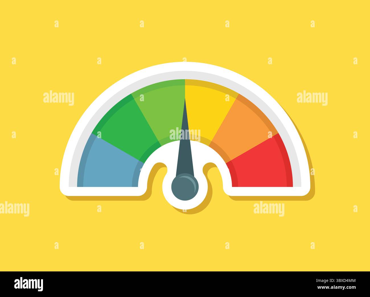 Progress bar with arrow sticker icon in flat style. Meter gauge vector ...