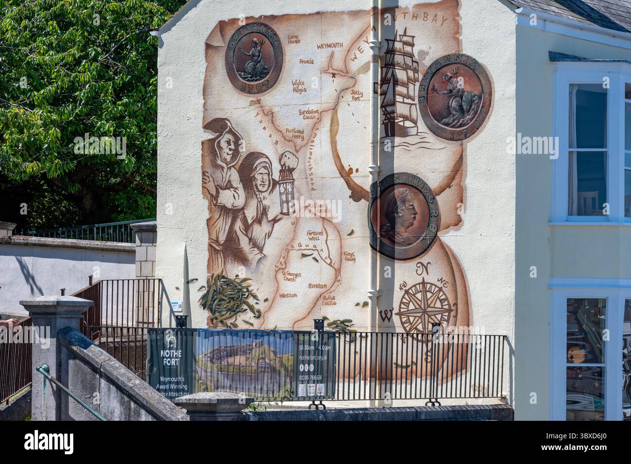 The Smugglers Map Street Art by Roo, Weymouth, Dorset, England Stock ...