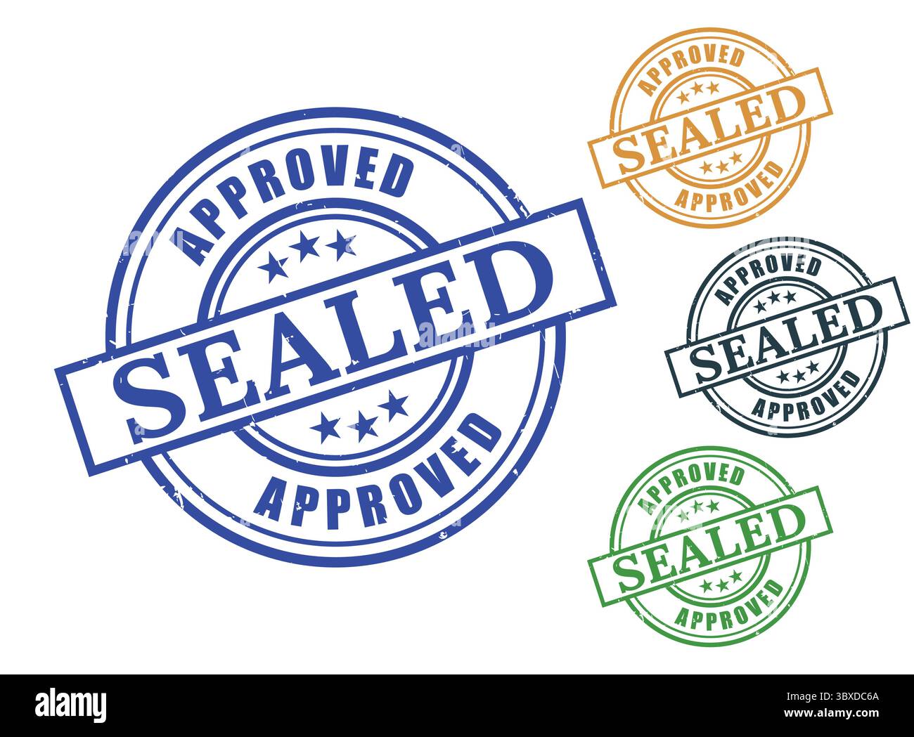 A Approved Sealed Grunge Rubber Stamp Collection, Official Document ...