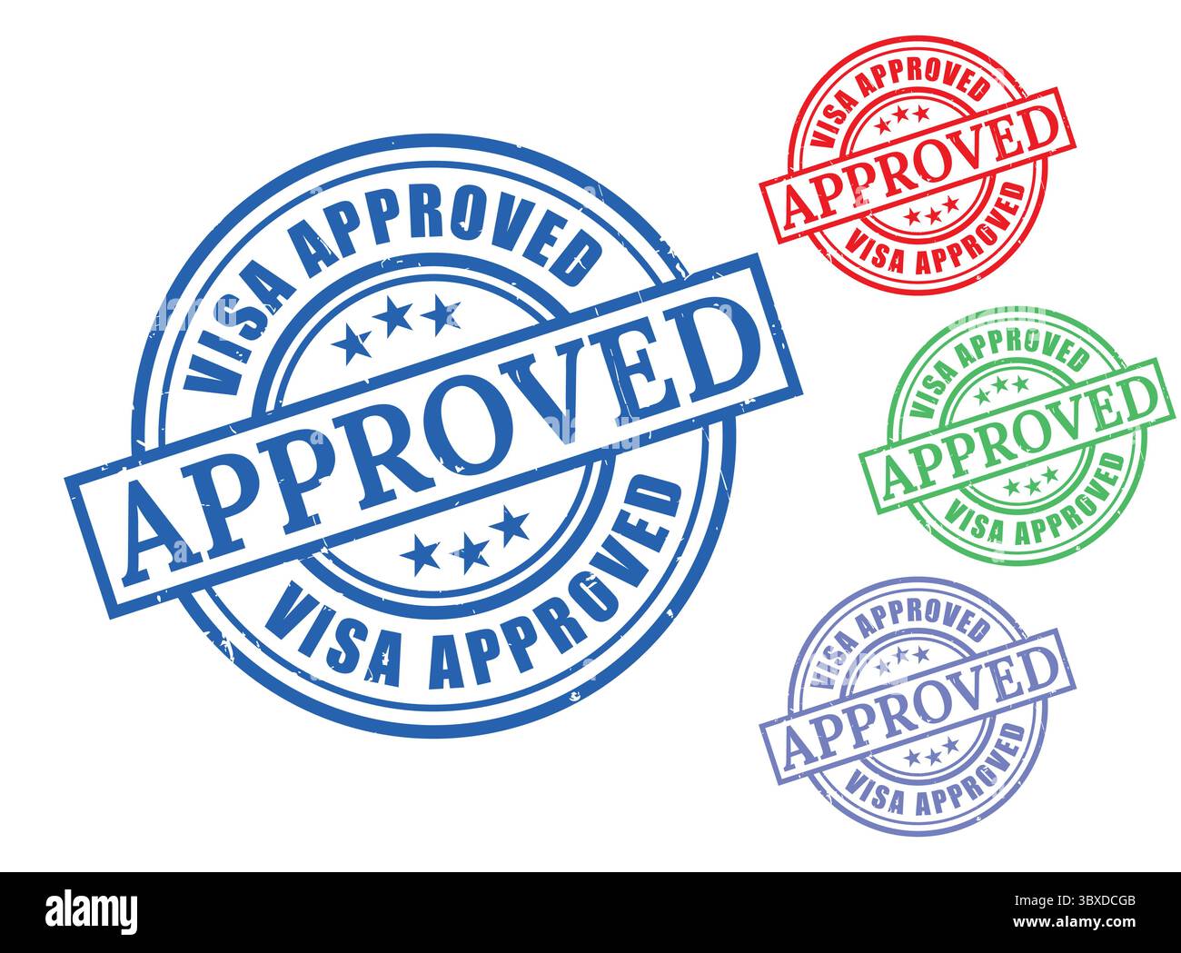 A Visa Approved Grunge Rubber Stamp Collection, Travel Authorization ...