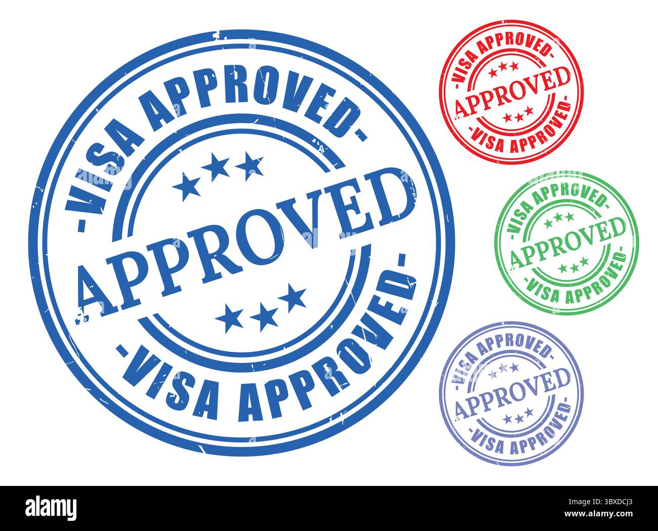 A Visa Approved Badge Collection, Grunge Rubber Entry Permit Stamp Set Stock Vector Image & Art ...