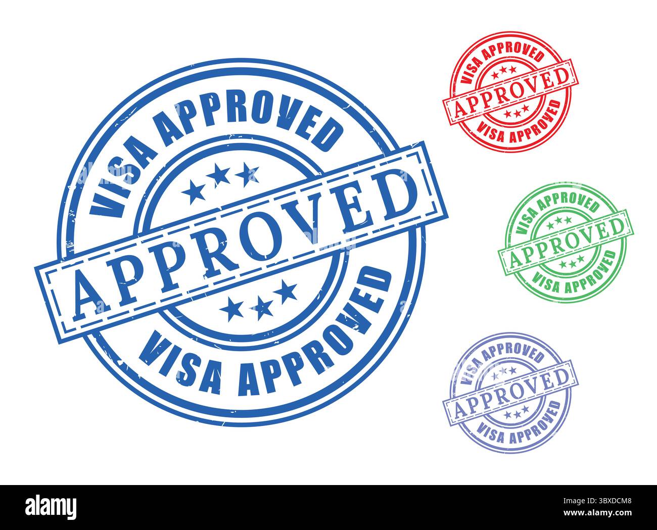 A Visa Approved Certified Stamp Collection, Grunge Rubber Global Entry ...