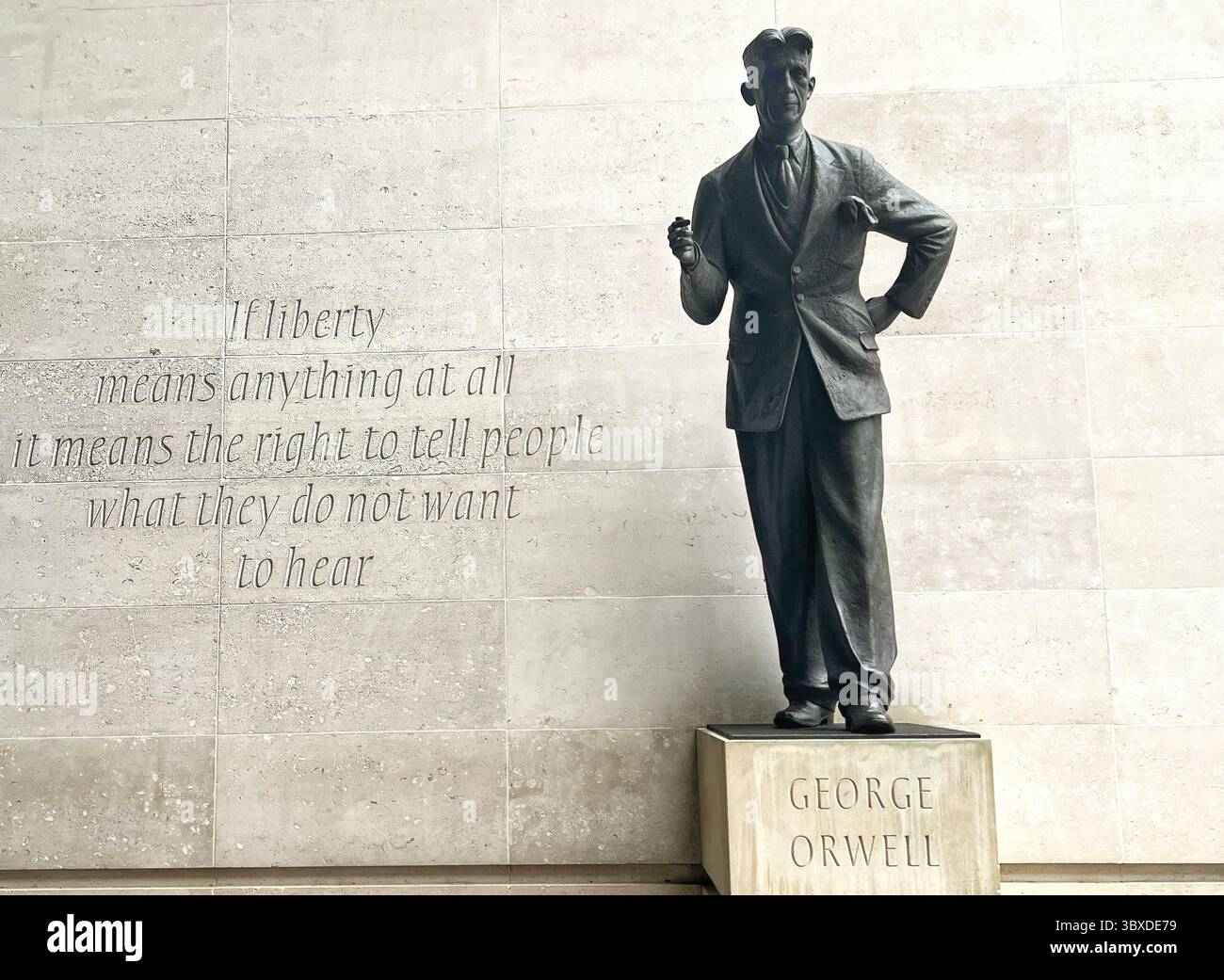 London- George Orwell statue outside the BBC building in central London ...