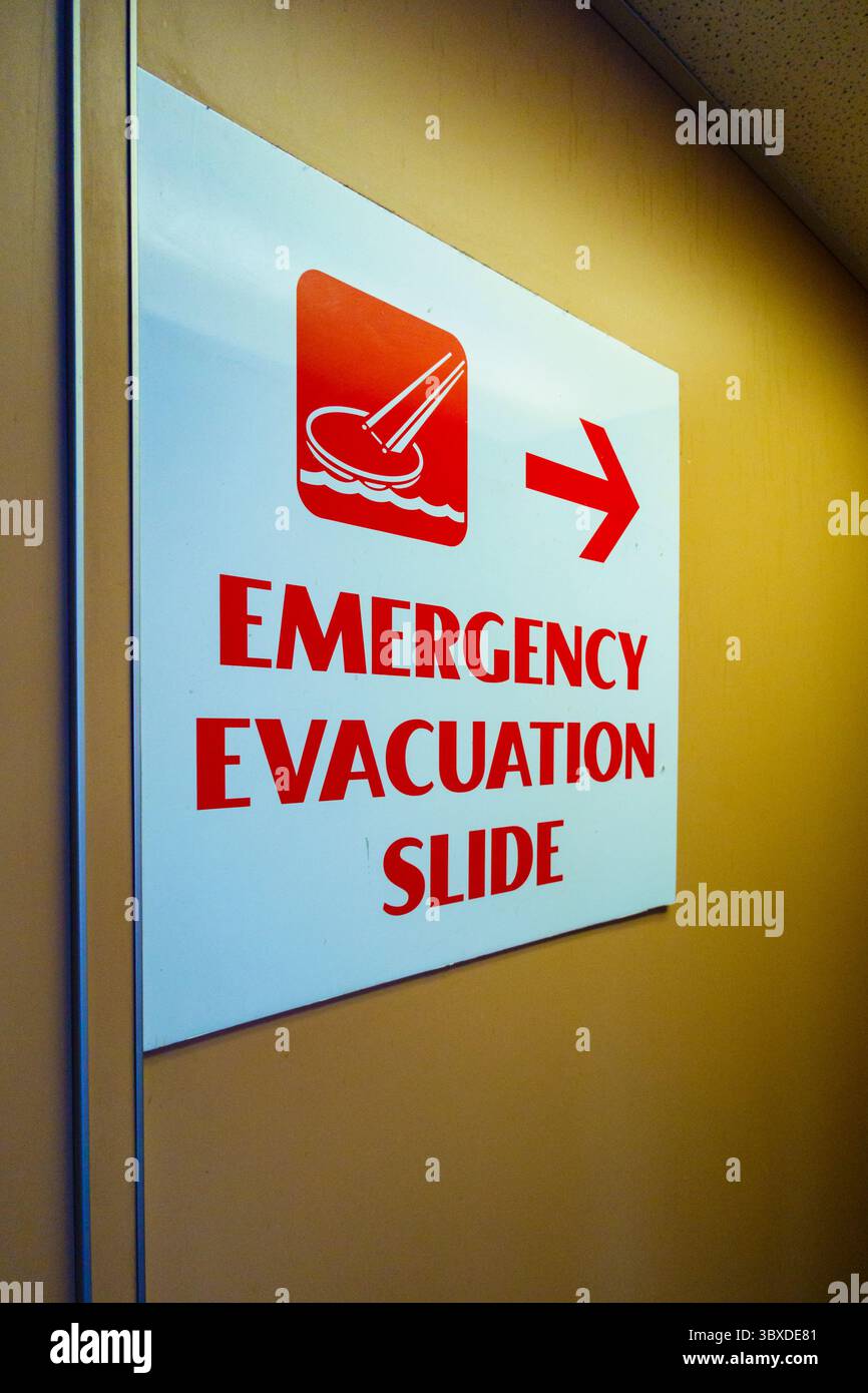 Emergency Evacuation Slide sign, Kingston to Edmonds 'Spokane' ferry ...